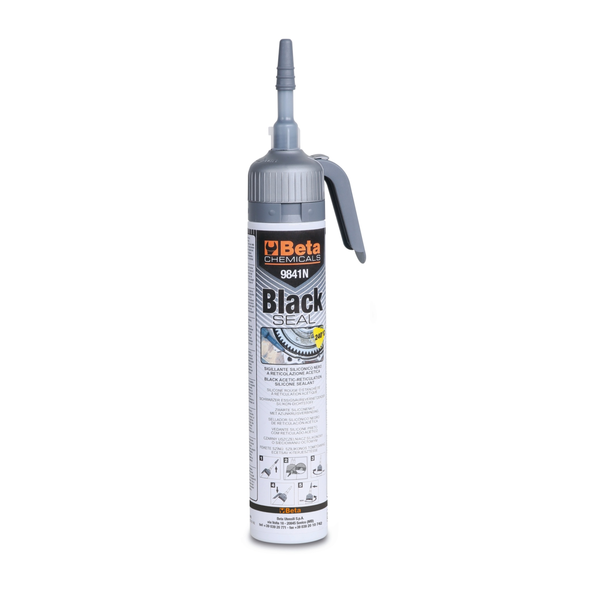 BETA Selante silicónico de reticulação acética cor preta, resistente a ...