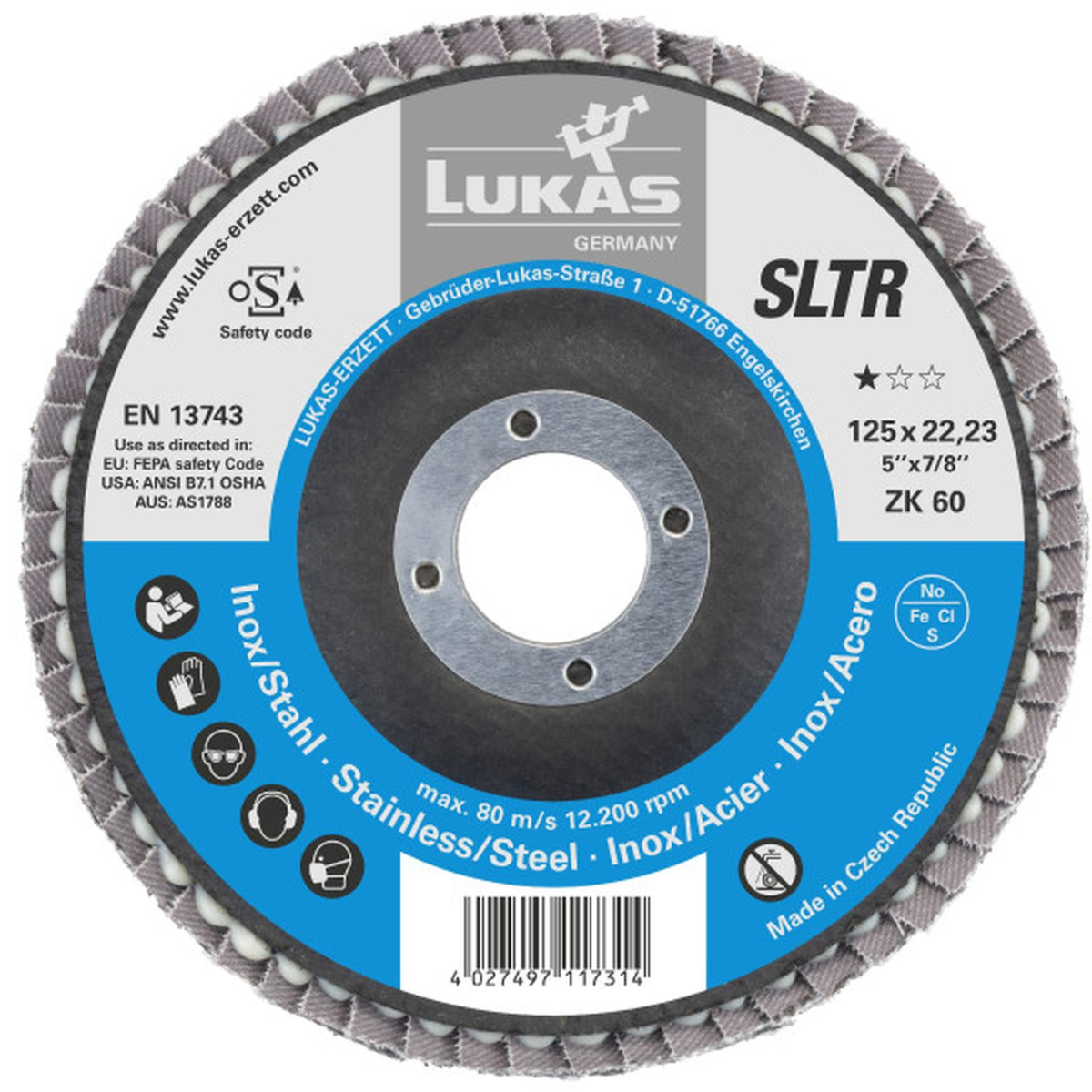 LUKAS SLTR 125 ZK Base-X - Discos Lamelares para Inox - 4731250 | Bolas